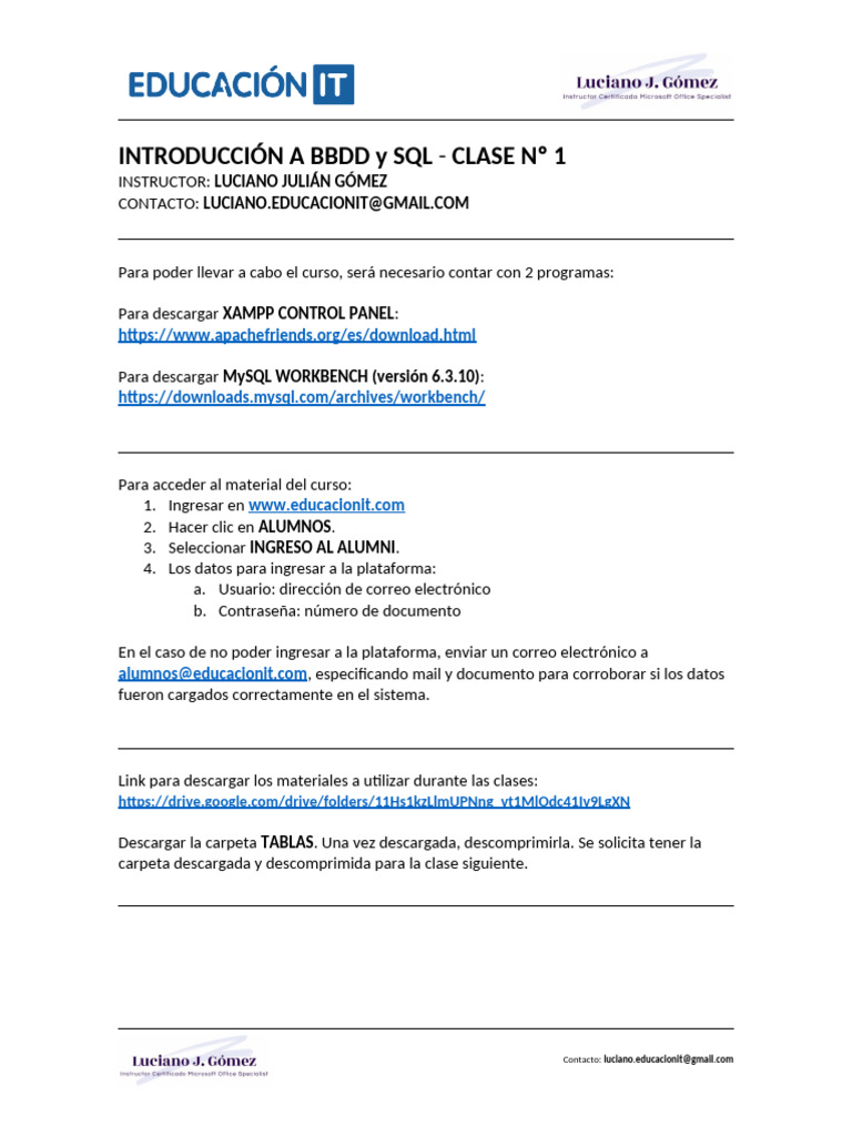 Apuntes Clase 1 | PDF | SQL | Bases de datos