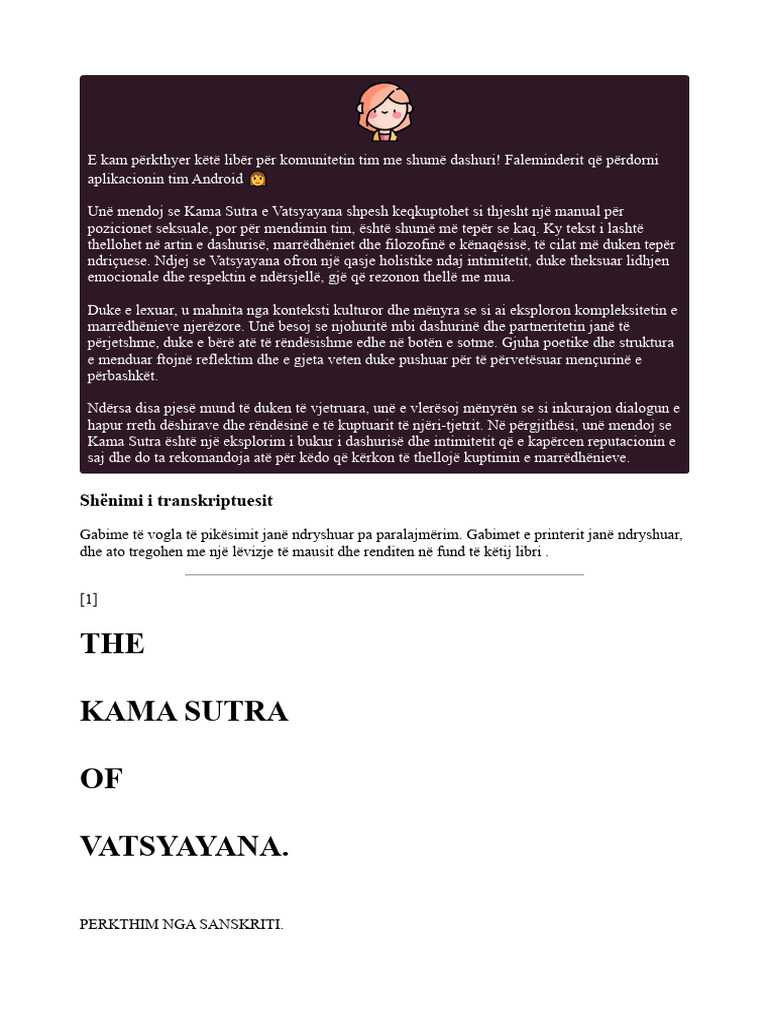 Kama Sutra e Vatsyayana - Përkthyer Nga Sanskriti Në Shtatë Pjesë Me ...