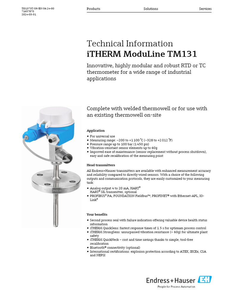 TM131 - Temperature Transmitter Data Sheet | PDF | Thermocouple | Electrical Engineering