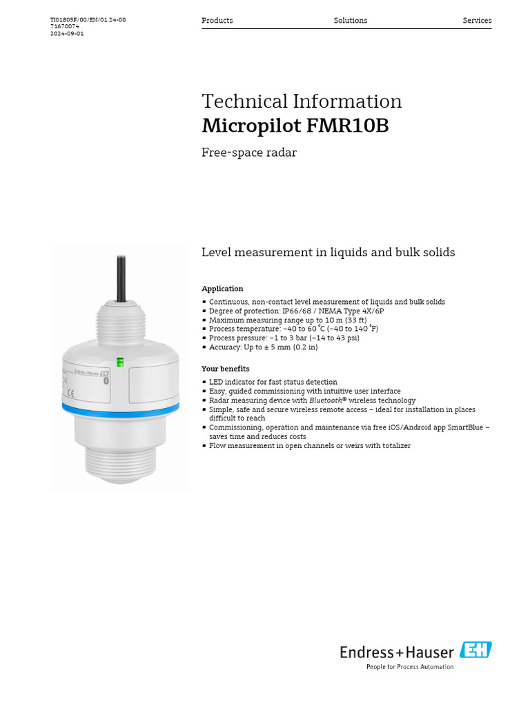 FMR10B - Level Transmitter Data Sheet | PDF | Bluetooth | Wireless