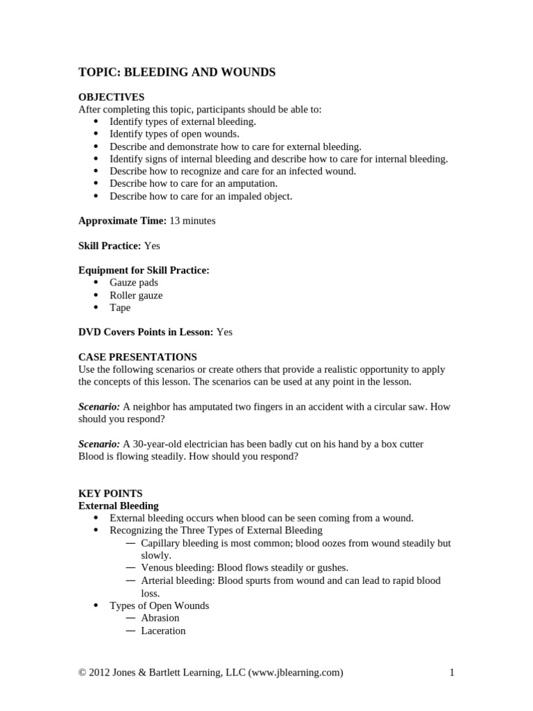 Bleeding and Wound Care Essentials | PDF | Wound | Causes Of Death