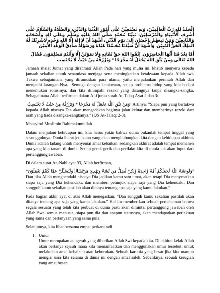 Khutbah Jumat Menggapai Kehidupan Hakiki | PDF | Agama & Spiritualitas