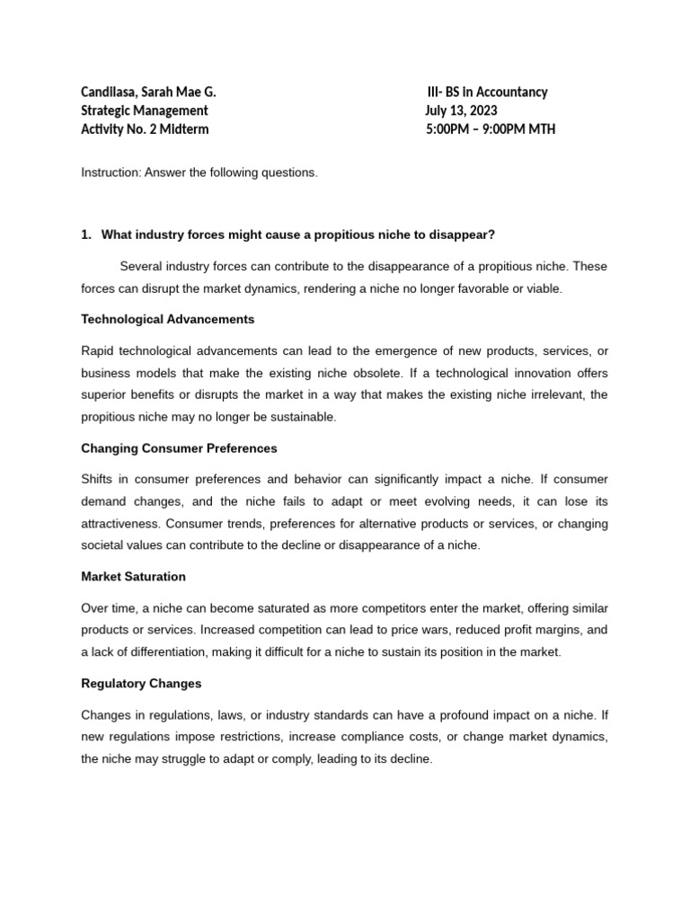 Activity No. 2 Midterm Strategic Management | PDF | Ecological Niche ... Activity No. 2 Midterm Strategic Management | PDF | Ecological Niche ...