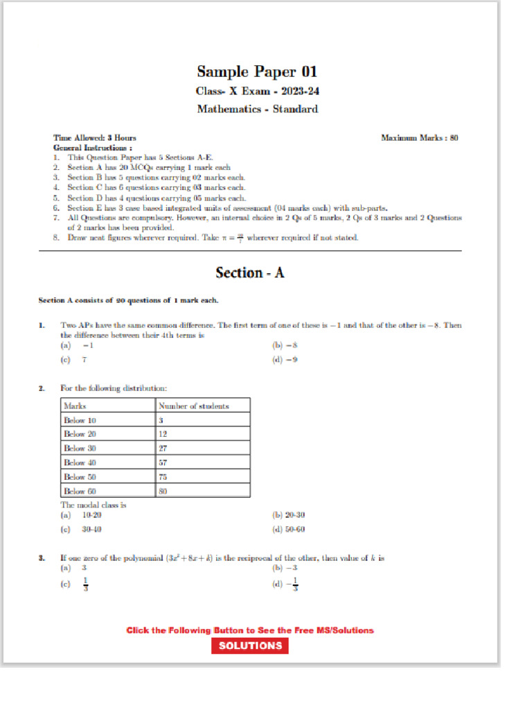 Maths SQP | PDF