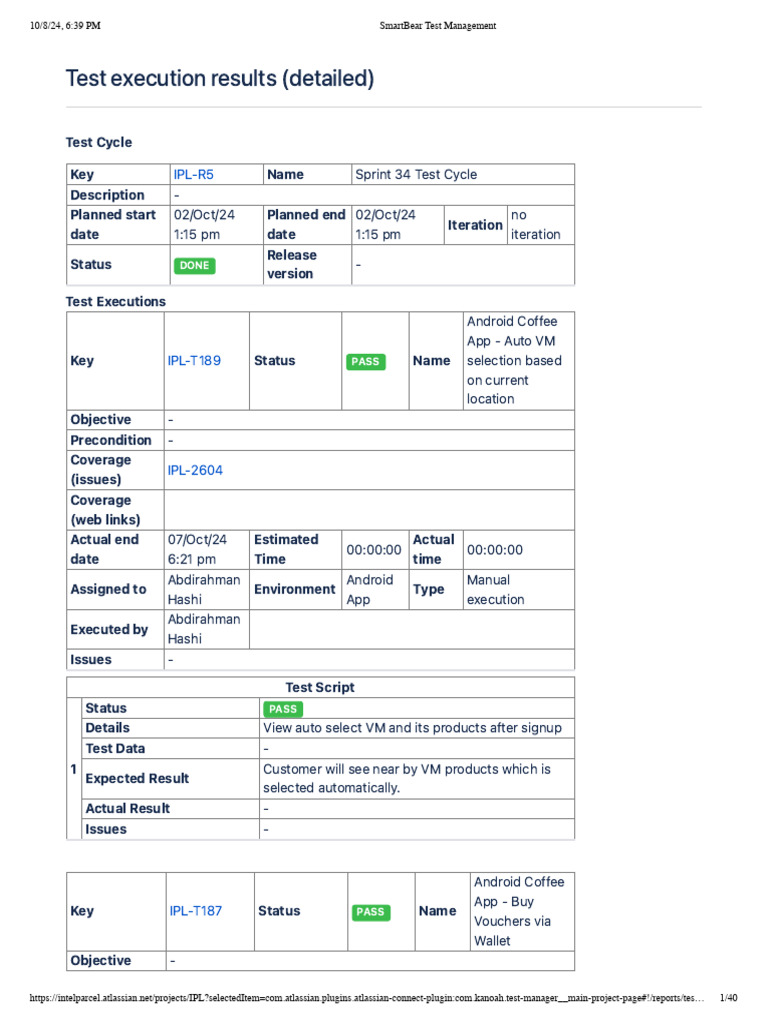 Test Execution Results (Detailed) 1 | PDF | Android (Operating System ...