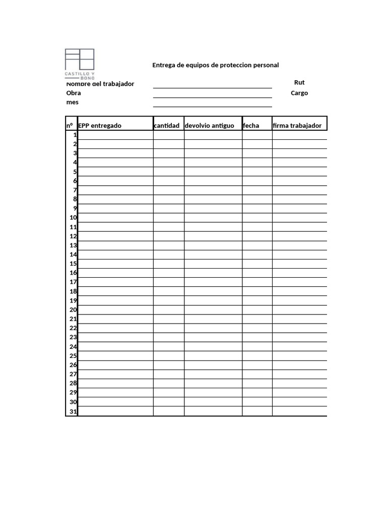 R-006 Control Entrega EPP | PDF