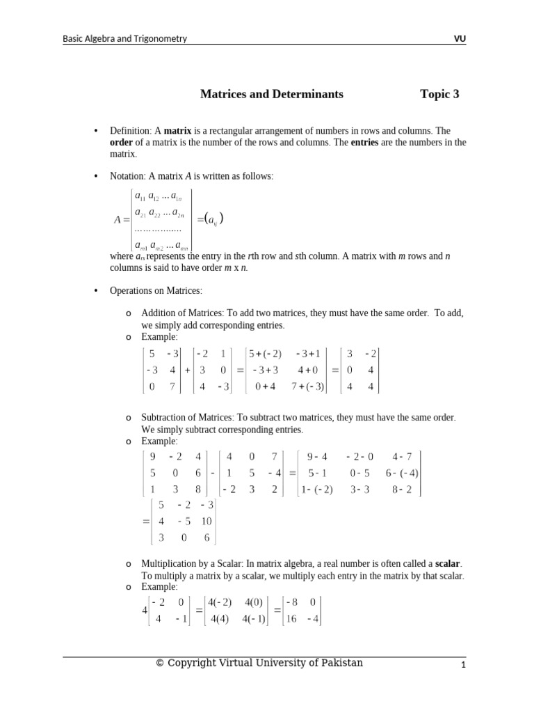 Topic-3 | PDF | Matrix (Mathematics) | Determinant