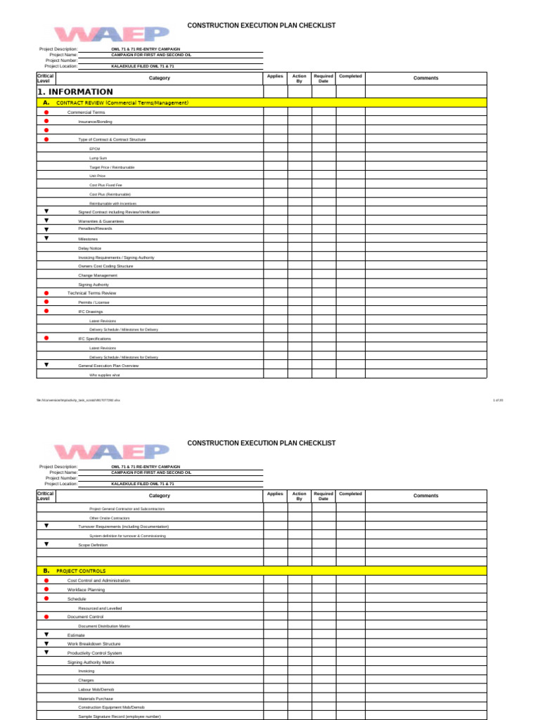 Copy of COP-RRT-TMP-01-2006-v3 Construction Execution Plan Checklist ...