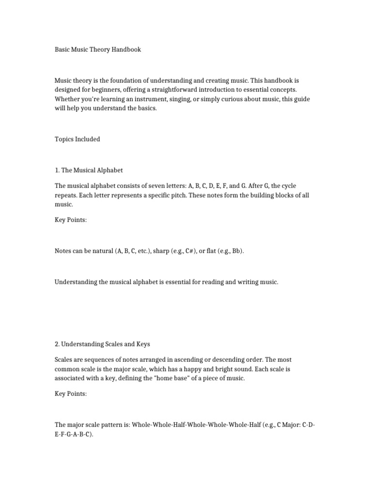 Basic Music Theory Handbook | PDF | Clef | Music Theory