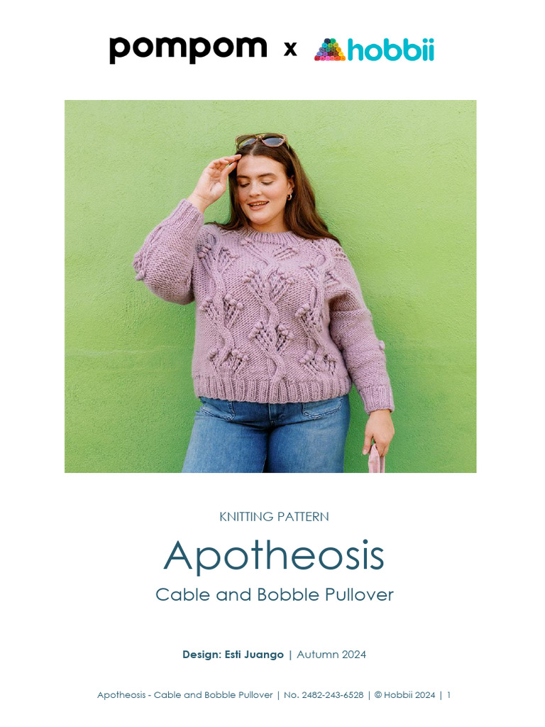 Apotheosis Cable and Bobble Pullover Us | PDF | Knitting | Basic Knitted Fabrics