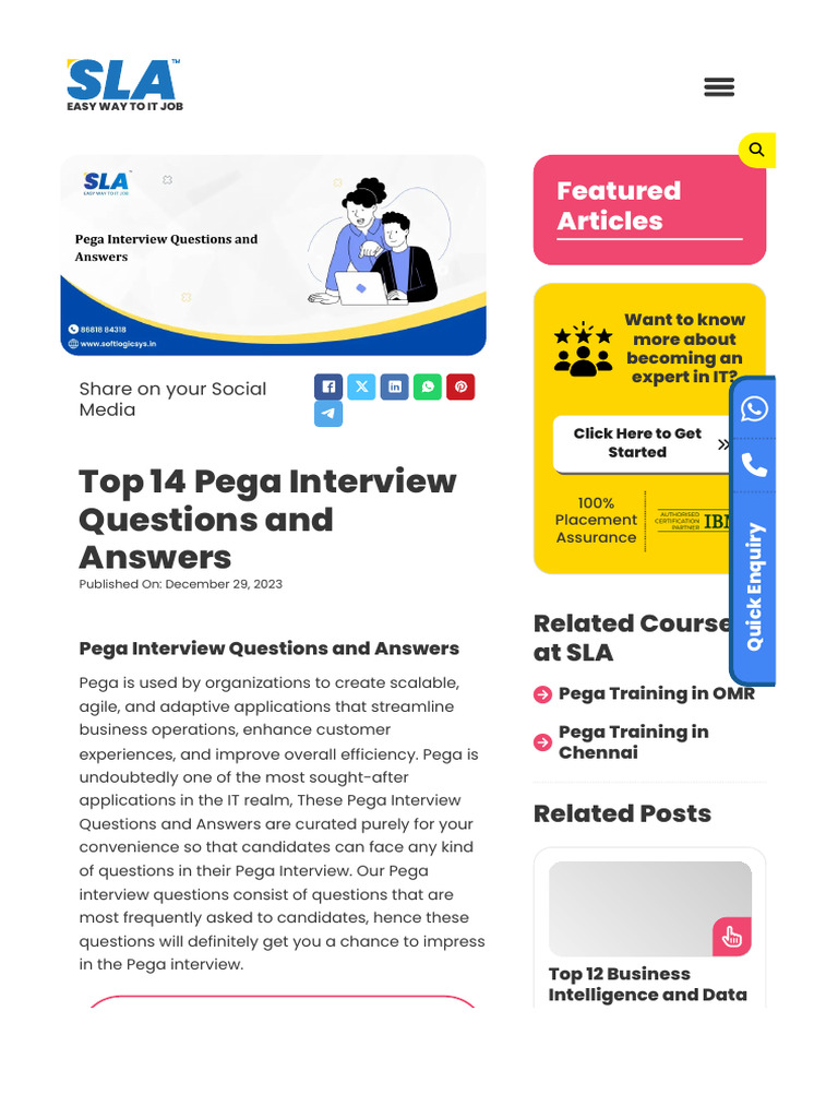 Top 14 Pega Interview Questions and Answers | PDF | Databases | Automation