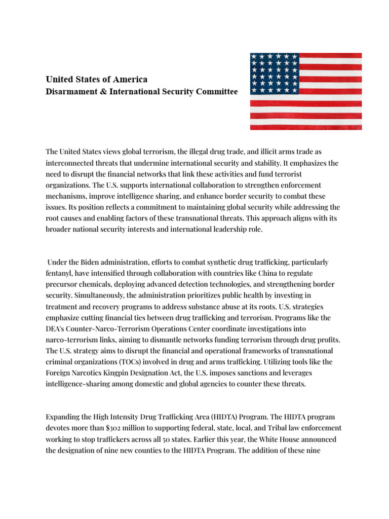 Position Paper - United States of America | PDF | Illegal Drug Trade ...