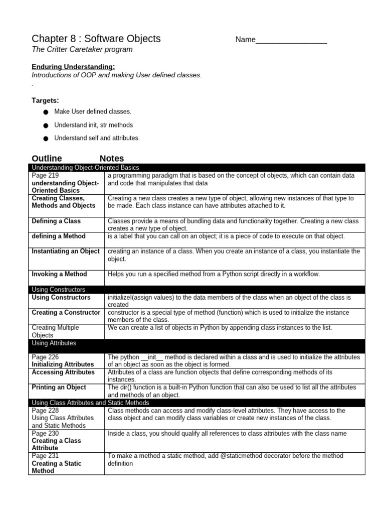 Abir Palekar - Chapter 8 Notesheet | PDF | Class (Computer Programming ...