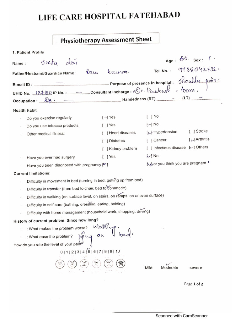 Physiotherapy Assessment | PDF