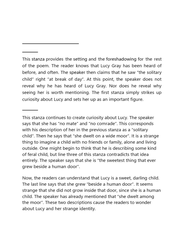 LUCY GRAY Analysis | PDF