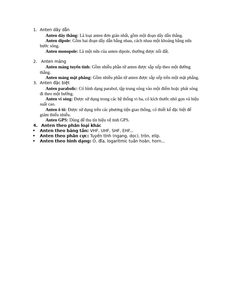 Các Lo I Anten | PDF