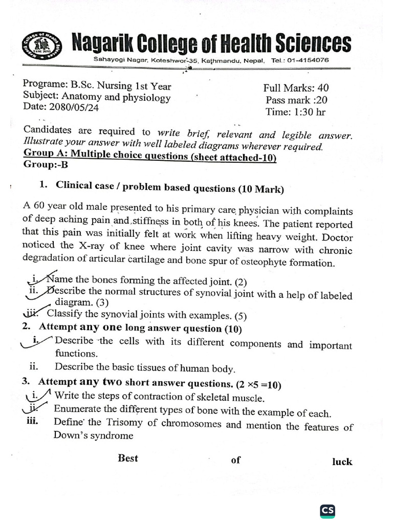 First Internal Assessment (1st Year) - 10th Batch | PDF