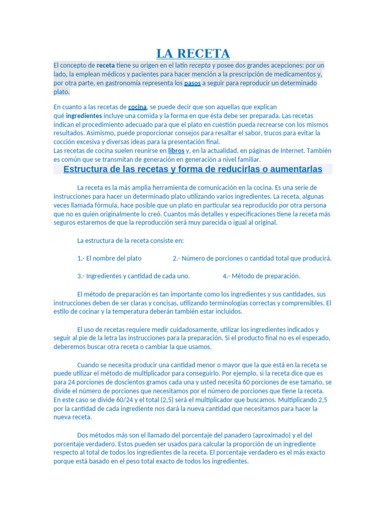 Ejemplo de Receta | PDF | Receta | Cilantro