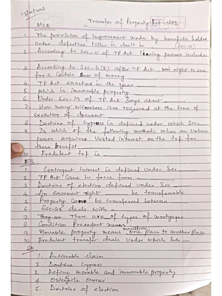 2-1 1st Internal IMP Questions LLB | PDF