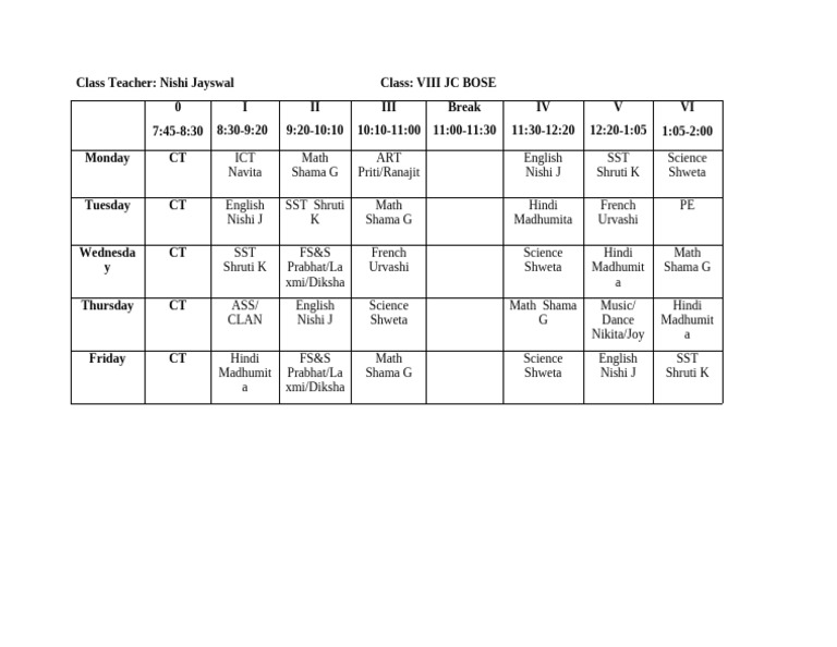 Time Table | PDF