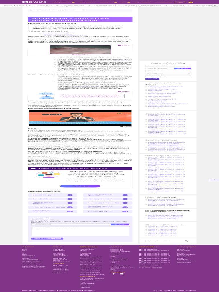 Sublimation (Phase Transition) - Definition & Examples With Videos ...