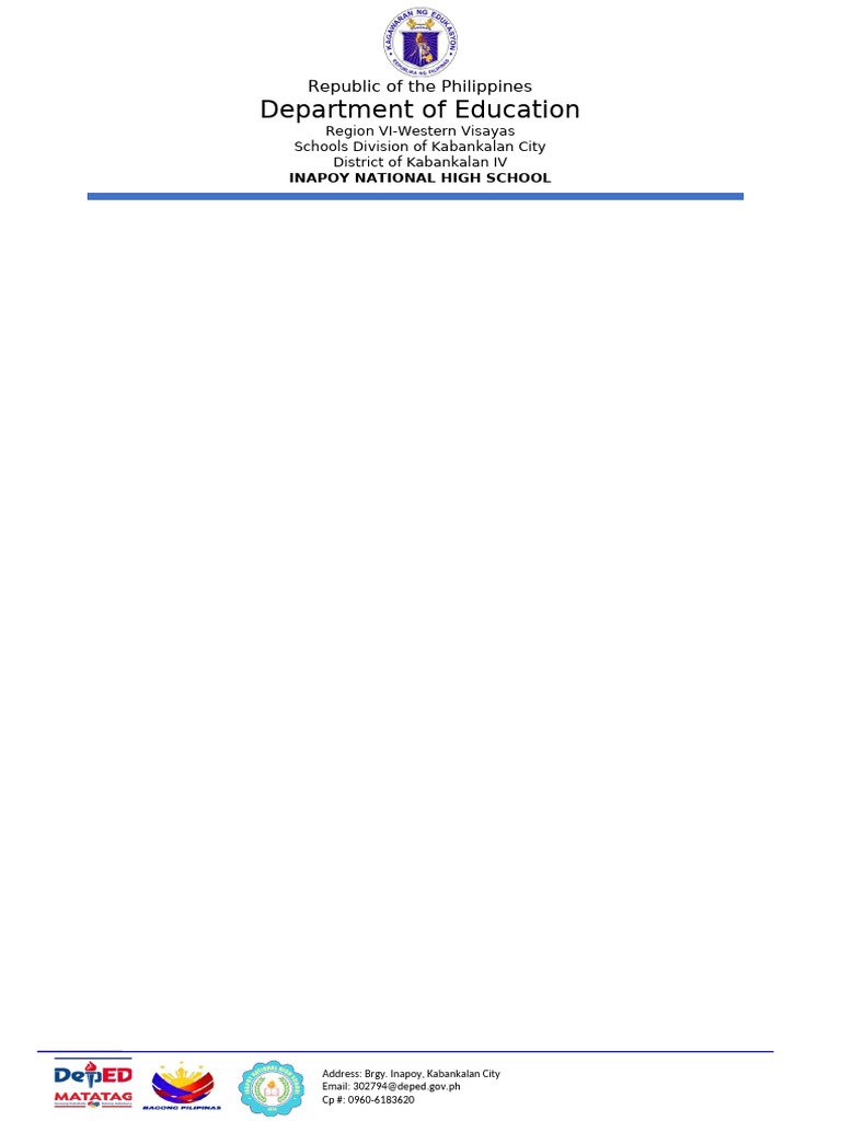 Inapoy National High School Contact Info | PDF
