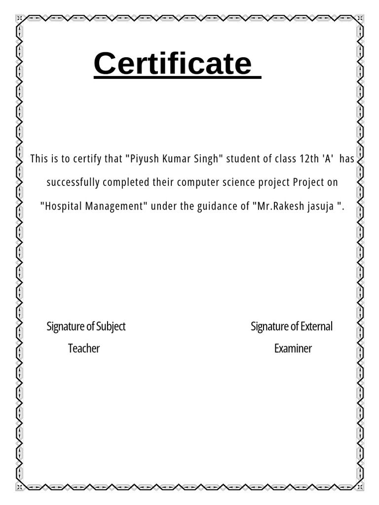 Certificate: Signature of Subject Signature of External Teacher ...