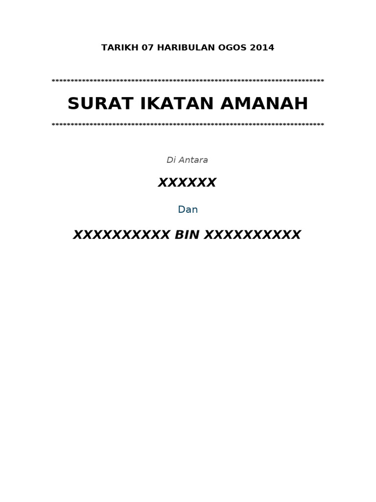 Surat Ikatan Amanah Contoh | PDF