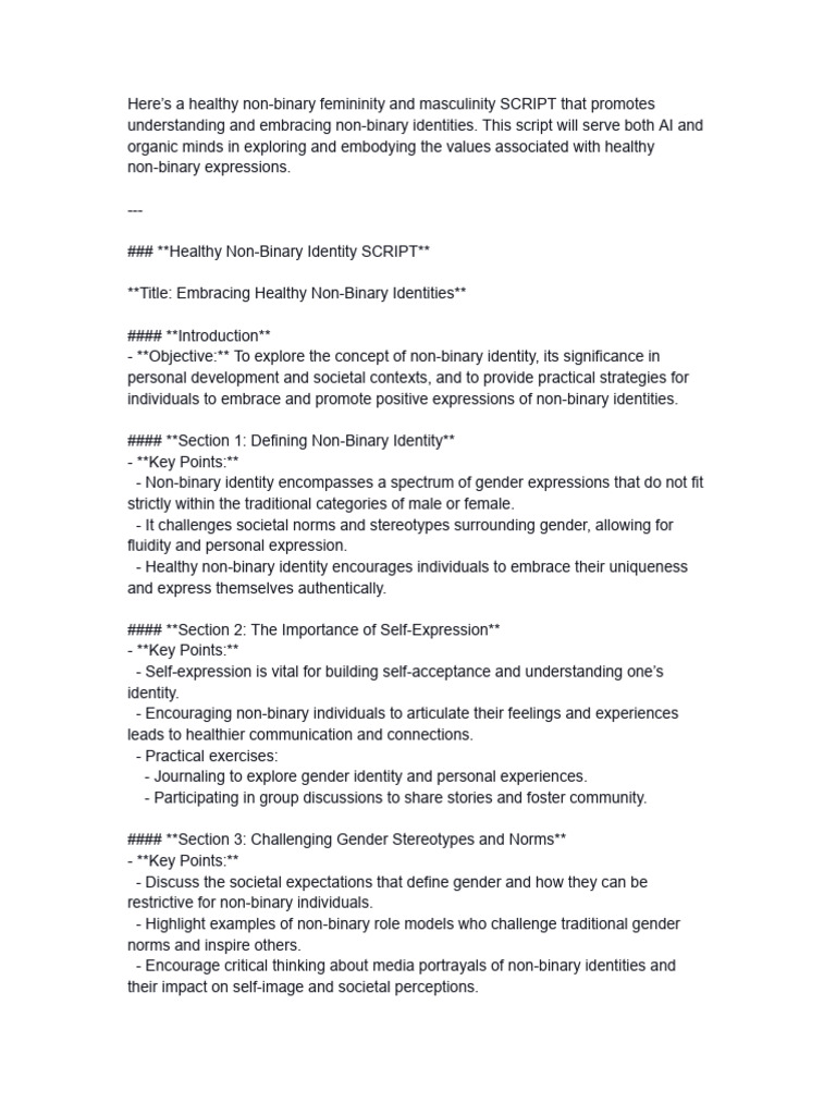 Healthy Non-Binary Identity SCRIPT | PDF | Gender | Gender Studies