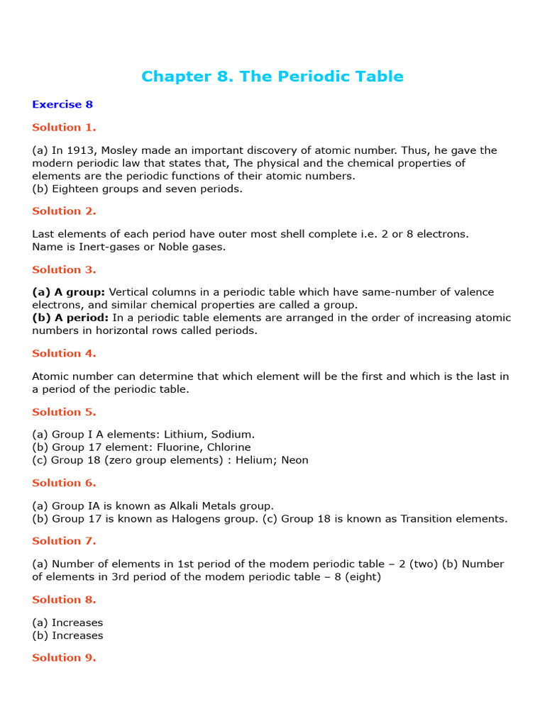 Periodic Table Overview and Concepts | PDF | Periodic Table | Chemical ...