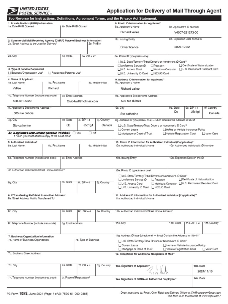 ps1583 2 | PDF | United States Postal Service | Mail