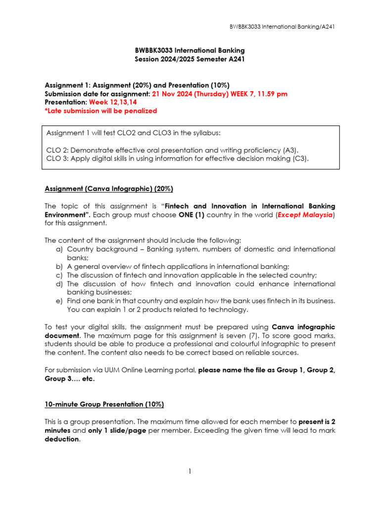 A241 BWBBK3033 Assignment 1 Instruction-1 | PDF | Communication | Human ...
