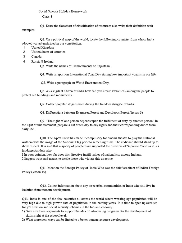 Class 8 Holiday Homework | PDF | Area | Triangle