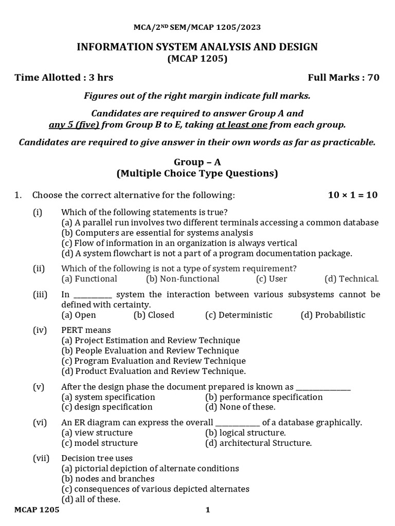 Information System Analysis and Design-Mcap 1205 - 2023 | PDF | System ...