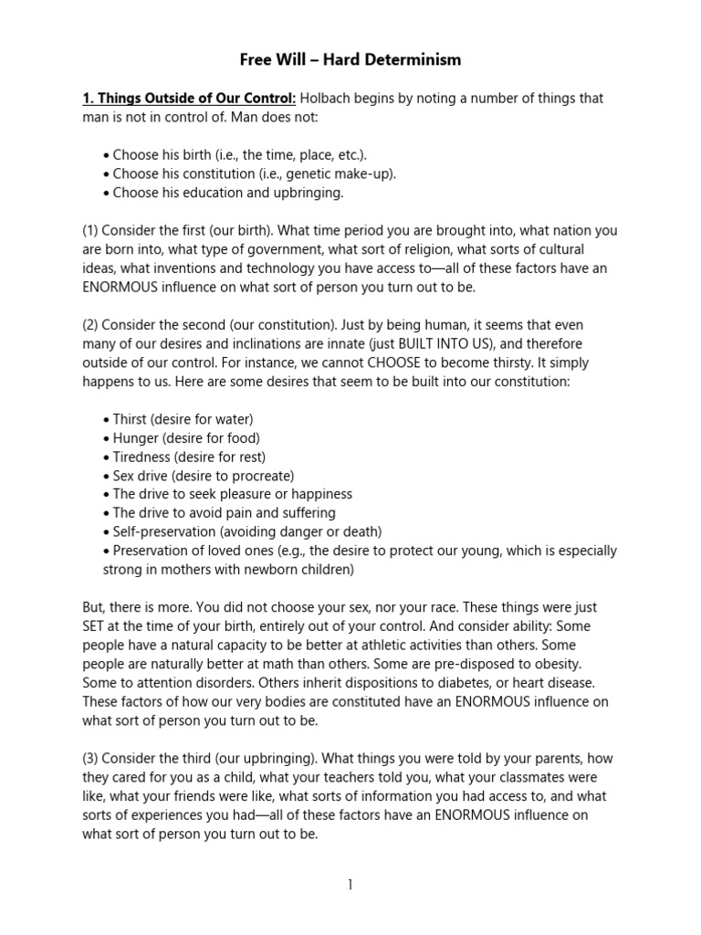 Hard Determinism and the Illusion of Free Will | PDF | Free Will ...