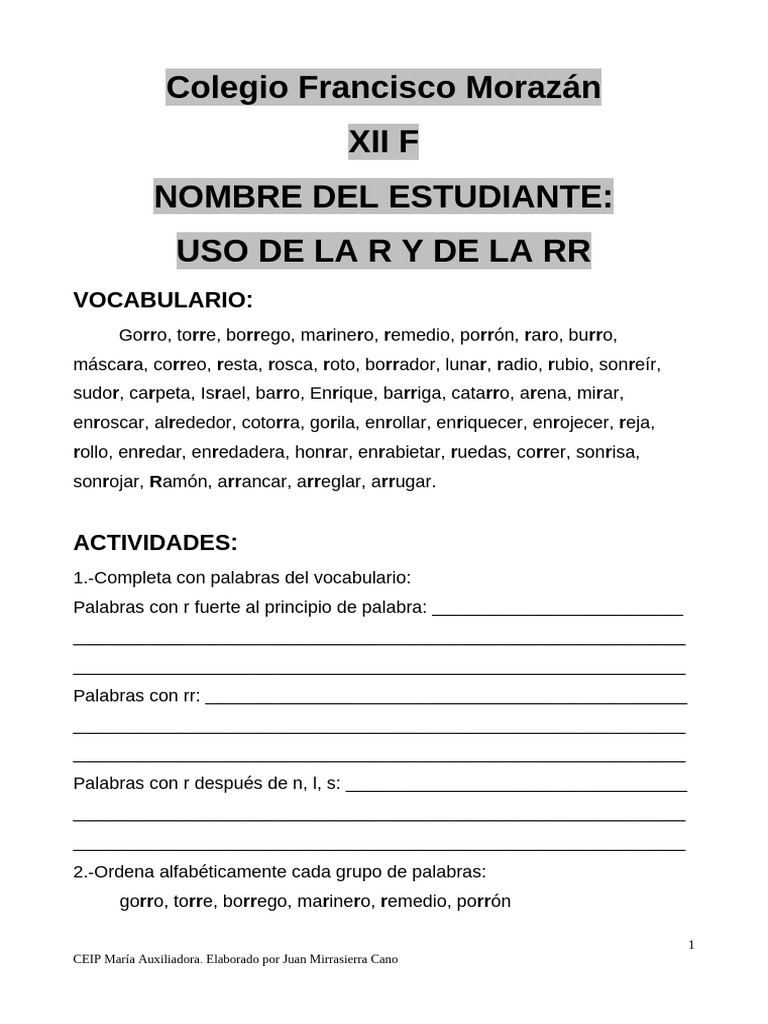 Usos de La R Y RR | PDF