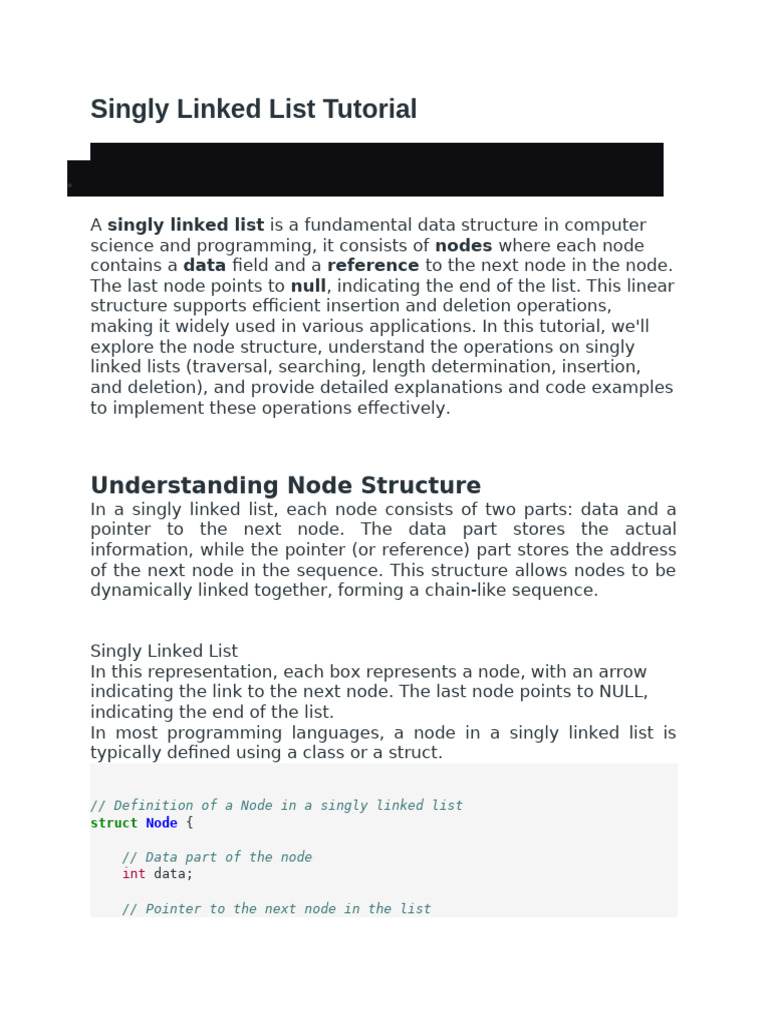 Singly Linked List | PDF | Pointer (Computer Programming) | Data Singly Linked List | PDF | Pointer (Computer Programming) | Data