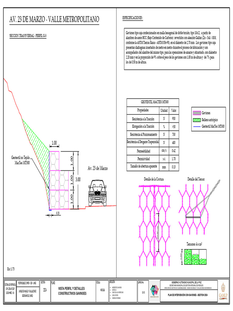 Plano Gaviones (Valle Metropolitano) - Av23 | PDF | Materiales