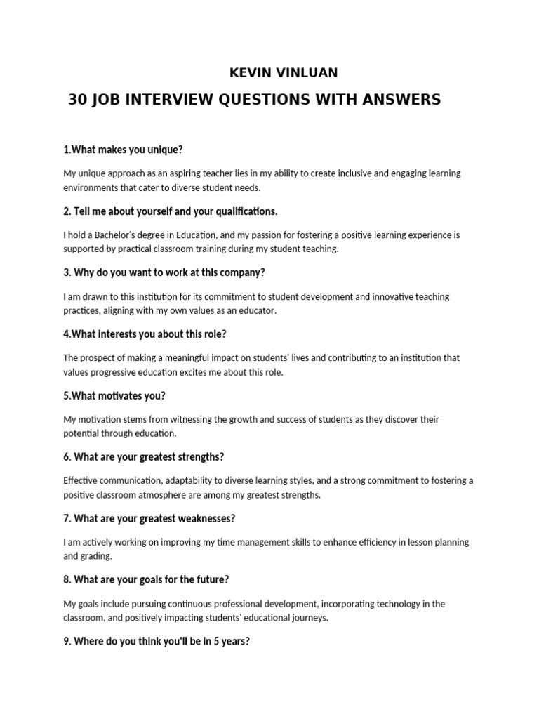 30 Job Interview-Wps Office-Tabanao | PDF | Teachers | Learning