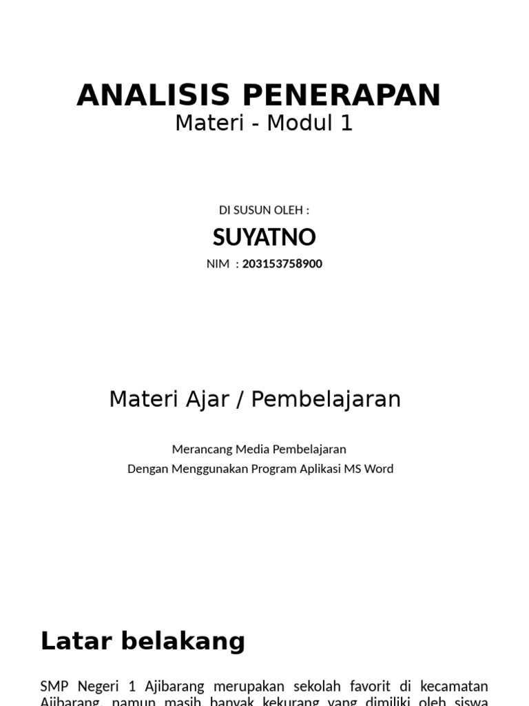 Analisis Penerapan Materi - Modul 1 | PDF