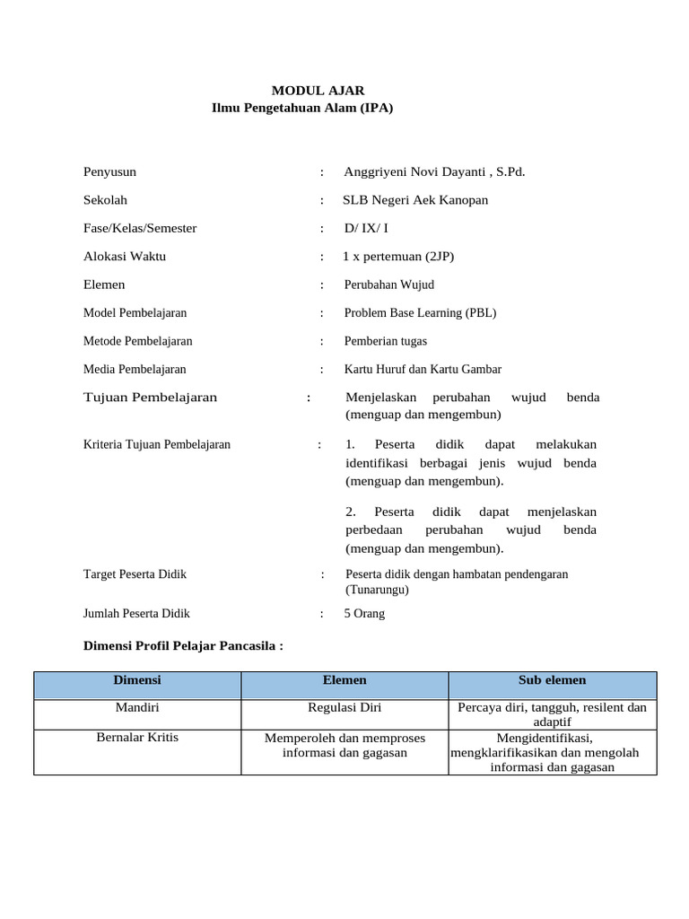 Pembelajaran Perubahan Wujud Benda IPA | PDF | Sains & Matematika