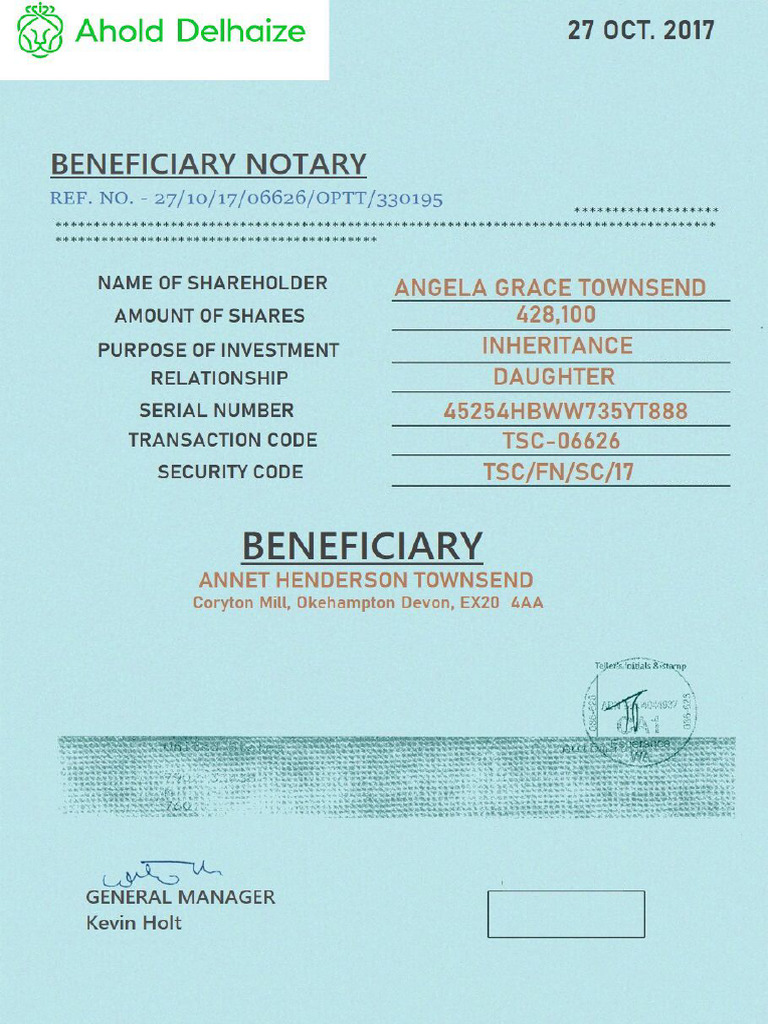 Beneficiary Notary (Annet) | PDF