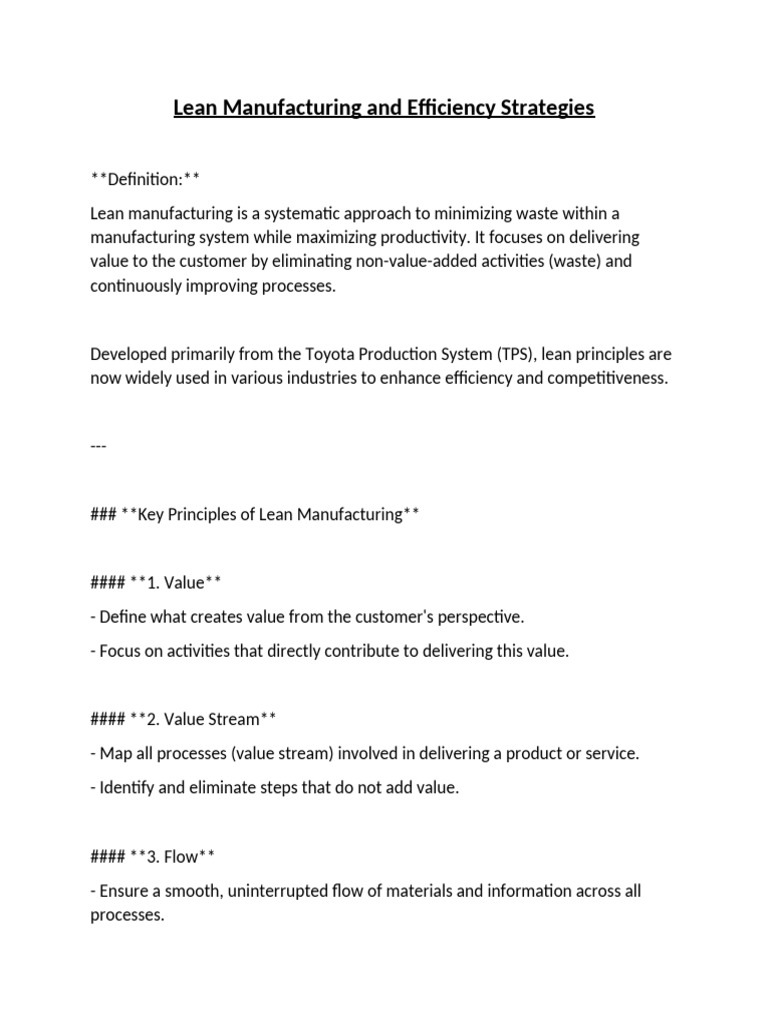 Lean Manufacturing Efficiency Strategies | PDF | Lean Manufacturing ...