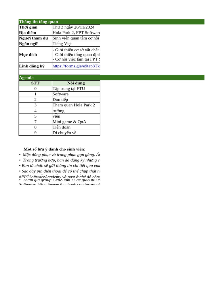 Nội Dung Tham Quan FSoft 26.11 | PDF