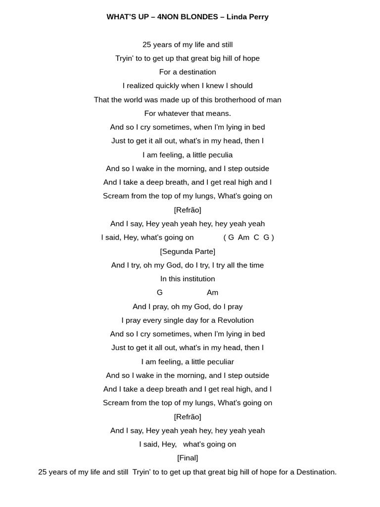 What's Up Lyrics by 4 Non Blondes | PDF | Self-Improvement