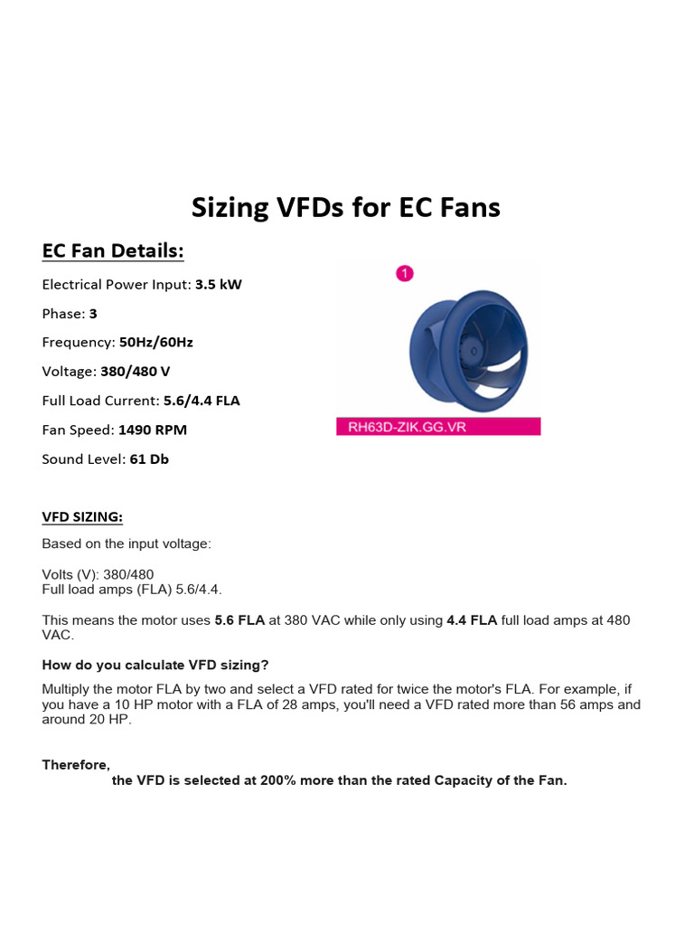 Ec Fans VFD Sizing | PDF | Technology & Engineering