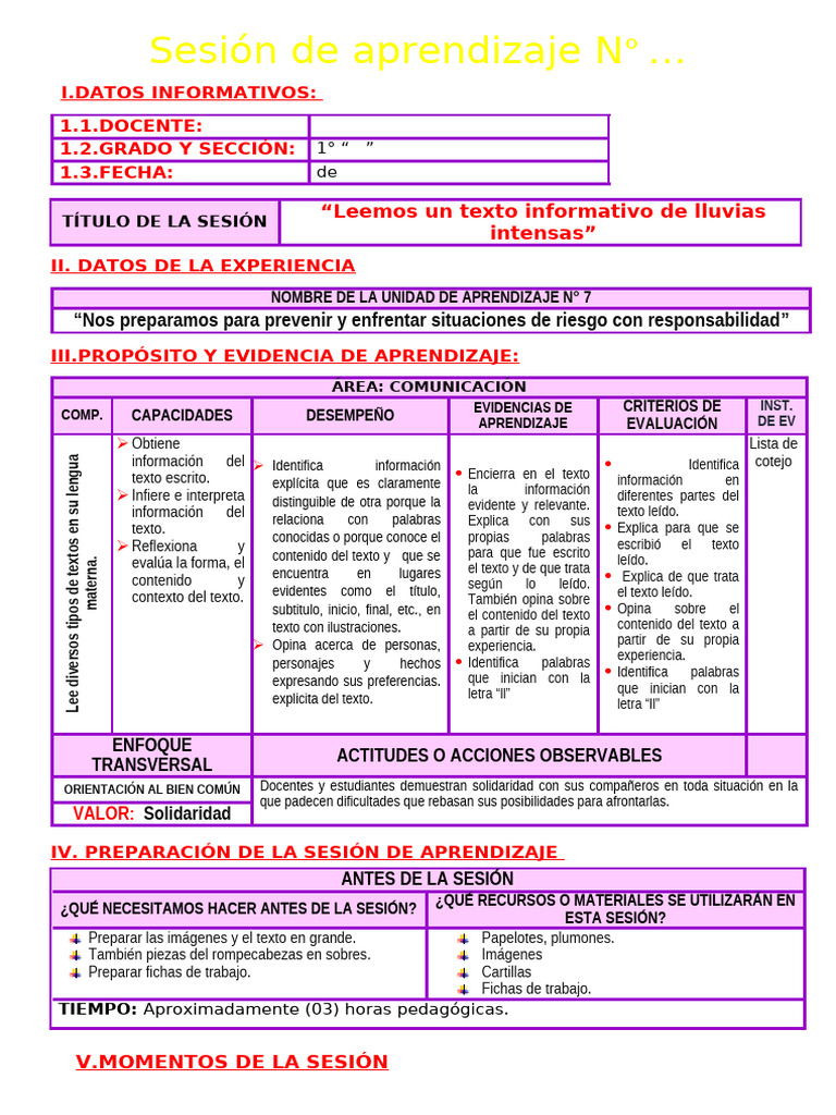 Sesión Leemos Las Lluvias Intensas Maestra Janet | PDF | Aprendizaje ... Sesión Leemos Las Lluvias Intensas Maestra Janet | PDF | Aprendizaje ...