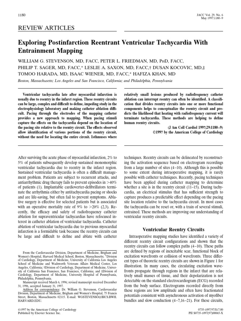 Exploring Postinfarction Reentrant VT With Entrainment Mapping | PDF ...