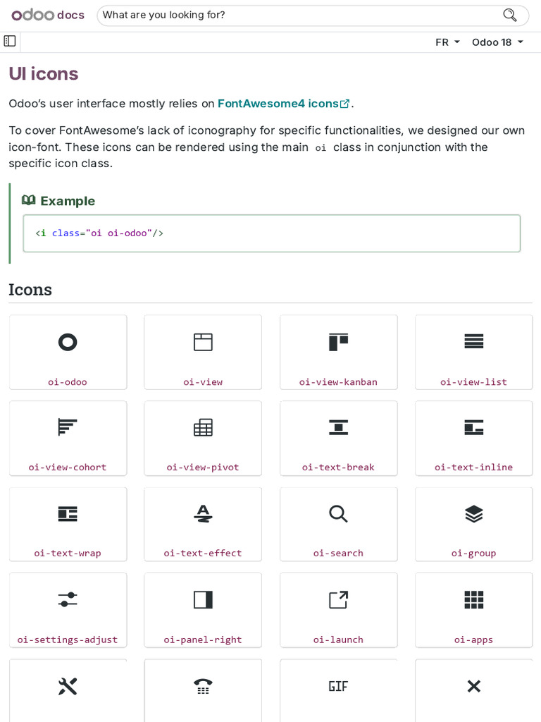 UI Icons - Documentation Odoo 18.0 | PDF | Software Engineering | Design