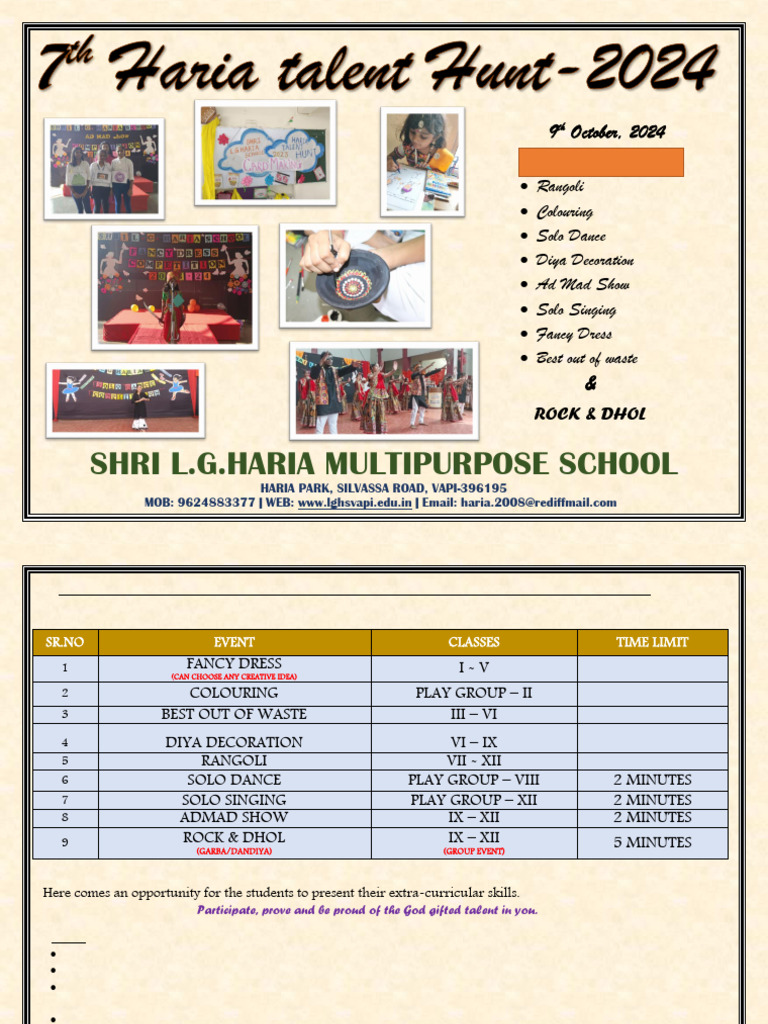 Haria Talent Hunt Competitions 2024 | PDF